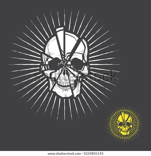 Broken Skull Vector Monochrome Emblem Stock Vector (Royalty Free ...