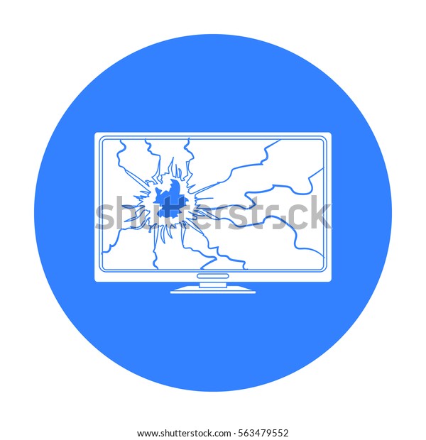 Broken Television Icon Black Style Isolated Stock Vector (Royalty Free ...