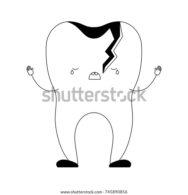 Broken Tooth Cartoon Black Silhouette Vector Stock Vector (Royalty Free ...