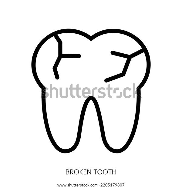 Broken Tooth Icon Line Art Style Stock Vector (Royalty Free) 2205179807 ...