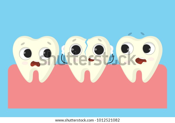 Broken Tooth Mouth Funny Cartoon Teeth Stock Vector (Royalty Free ...