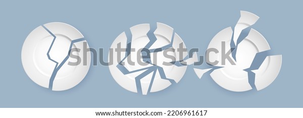 Broken White Plates Damage Realistic Broken Stock Vector (Royalty Free ...
