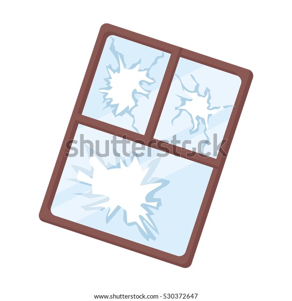 Vektor Stok Broken Window Icon Cartoon Style Isolated (Tanpa Royalti ...