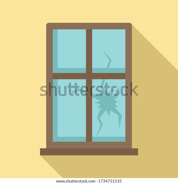 Broken Window Icon Flat Illustration Broken Stock Vector (Royalty Free ...