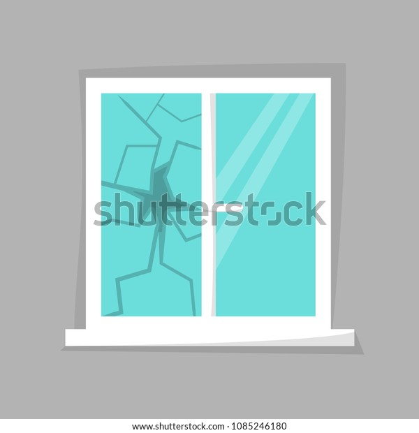 Broken Window Icon Isolated Cartoon Damaged Stock Vector (Royalty Free ...