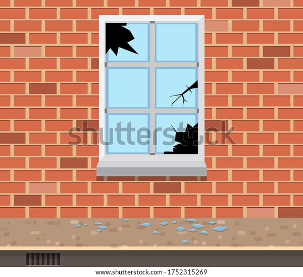 Broken Window Scene Background Illustration Stock Vector (Royalty Free ...