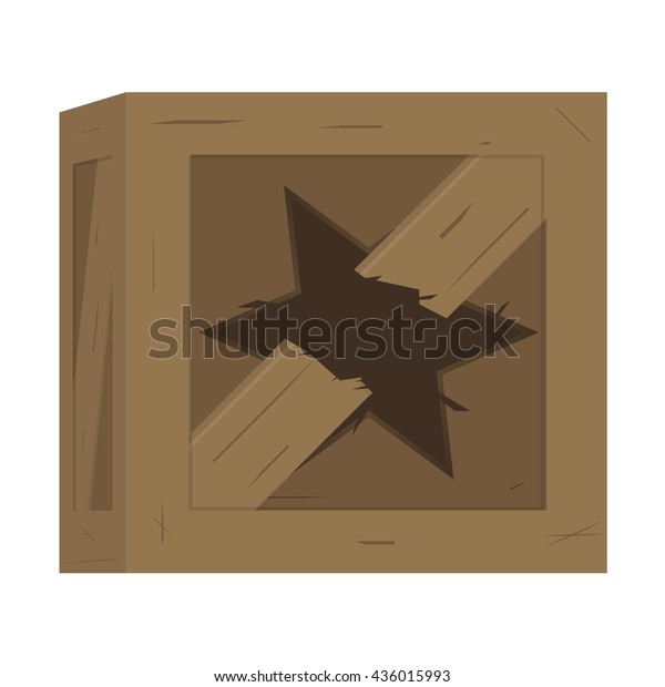 Broken Wooden Cartoon Box Vector Illustration: vetor stock (livre de ...