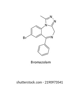 Bromazolam Molecule Flat Skeletal Structure Benzodiazepine Stock Vector ...