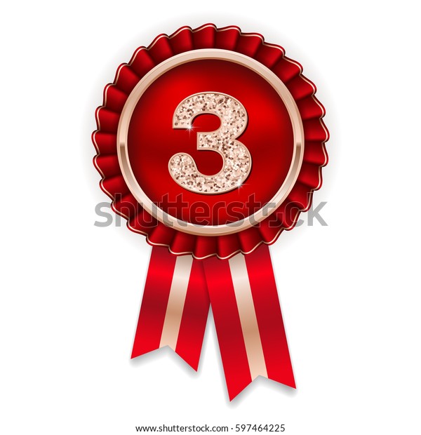 Bronze 3rd Place Rosette Badge Red Stock Vector (Royalty Free ...
