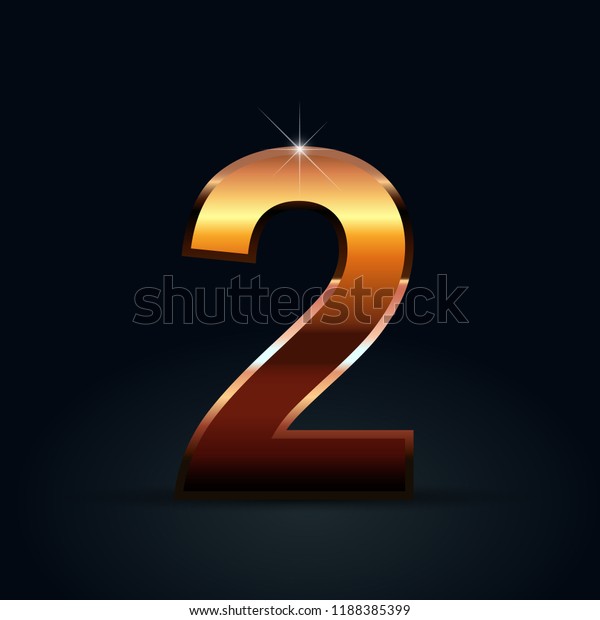 Bronze Number 2 Bronze Glossy Vector Stock Vector (Royalty Free) 1188385399