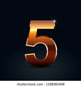 Bronze Number 5 Bronze Glossy Vector Stock Vector (Royalty Free ...