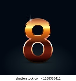 Gold Hairline Alphabet Number 8eight: vector de stock (libre de ...