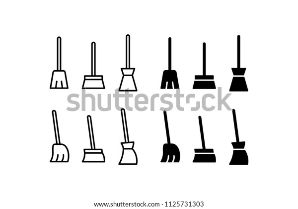 Broom Icon Design Vector Symbol Set Stock Vector (Royalty Free) 1125731303
