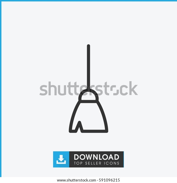 Broom Icon Simple Outline Broom Vector Stock Vector (Royalty Free ...