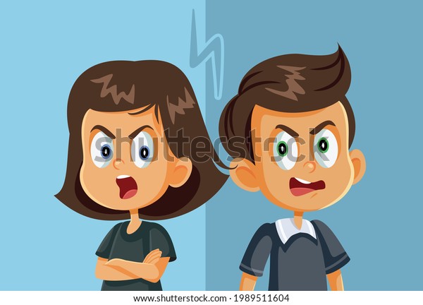 Brother Sister Fighting Vector Illustration Children Stock Vector ...