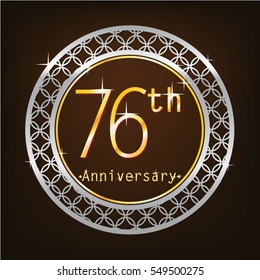 Black Background Blue Circle 76th Anniversary Stock Vector (Royalty ...
