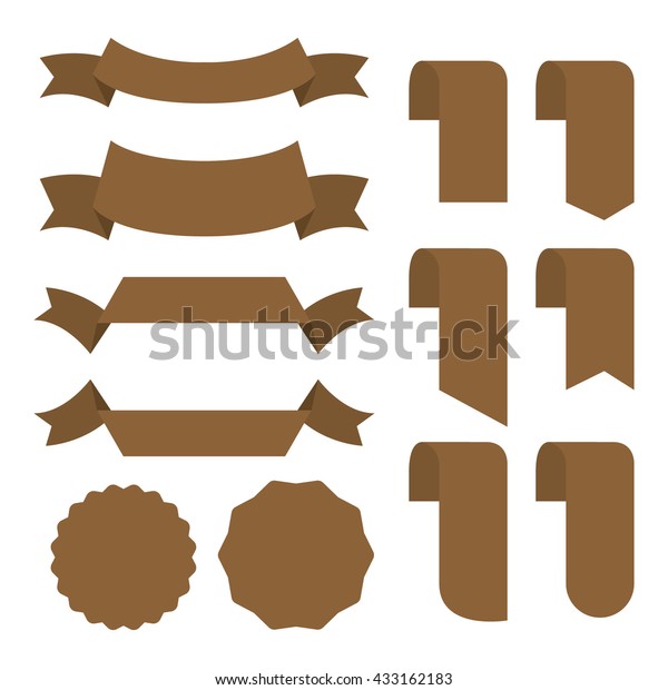 Brown Banner Ribbon Vector Set Isolated Stock Vector (Royalty Free ...