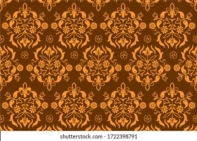 Brown Batik Background Classic Ornament Vector Stock Vector (Royalty ...