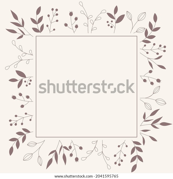 Brown Botanical Frame Design Leaf Floral Stock Vector (Royalty Free ...