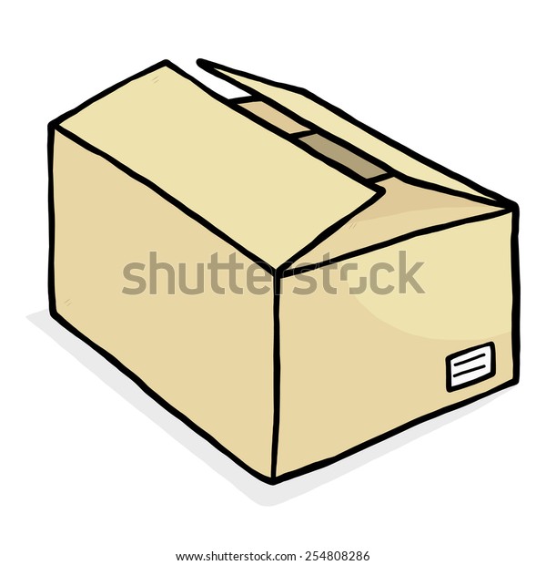 Brown Box Cartoon Vector Illustration Hand: vector de stock (libre de ...