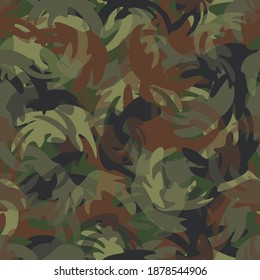 Brown Camouflage Seamless Pattern Texture Abstract Stock Vector ...