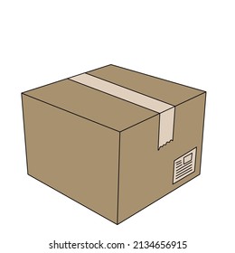 Brown Cardboard Box Vector Drawing Sealed Stock Vector (Royalty Free ...