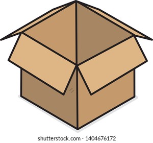 Brown Open Box Cartoon Vector Illustration Stock Vector (Royalty Free ...