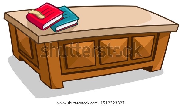 Brown Cartoon Wooden Table Two Books Stock Vector (Royalty Free ...