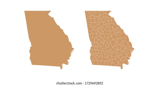 Brown Color Vector Map Georgia Usa Stock Vector (Royalty Free ...