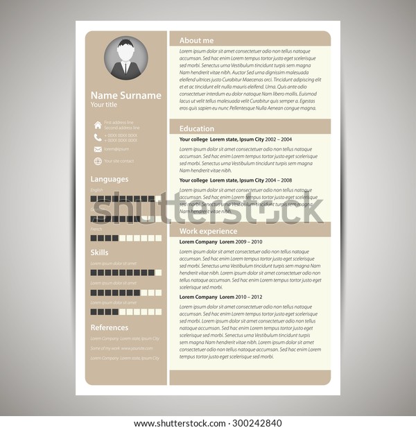 Brown Flat Resume Cv Template Vector Stock-Vektorgrafik (Lizenzfrei ...