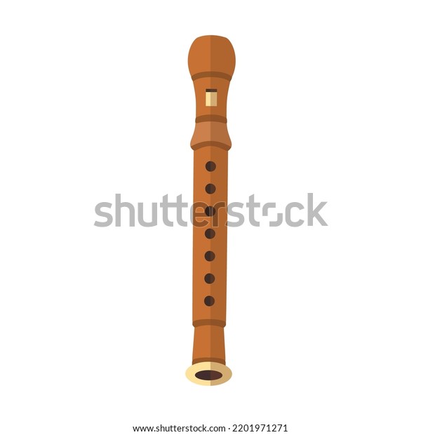 Brown Flute Flat Style Isolated On Stock Vector (Royalty Free ...
