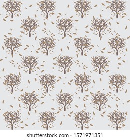 Brown Leafy Tree Wallpaper Autumn Stock Vector (Royalty Free ...