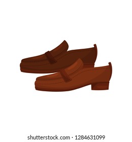 Brown Leather Men Loafers Side View Stock Vector (Royalty Free ...