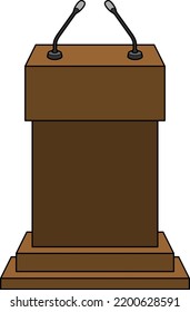 Brown Lectern Microphones Vector Illustration Cartoon Stock Vector ...
