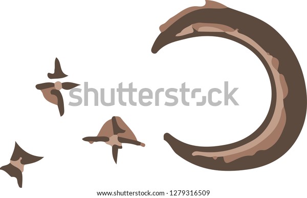 Brown Moon Stars Drawing Vector Illustration Stock Vector (Royalty Free ...