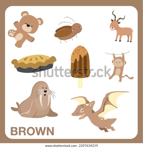 Brown Objects Worksheet Children Education About Stock Vector (Royalty ...