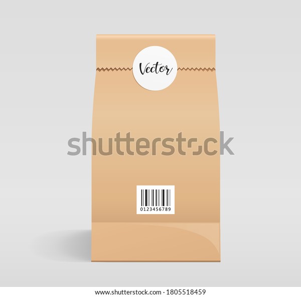 Brown Paper Bag Folded Front Design Stock Vector (Royalty Free ...