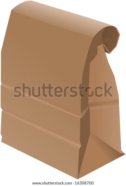 Brown Paper Bag Sack Folded Top Stock Vector (Royalty Free) 16308700 ...