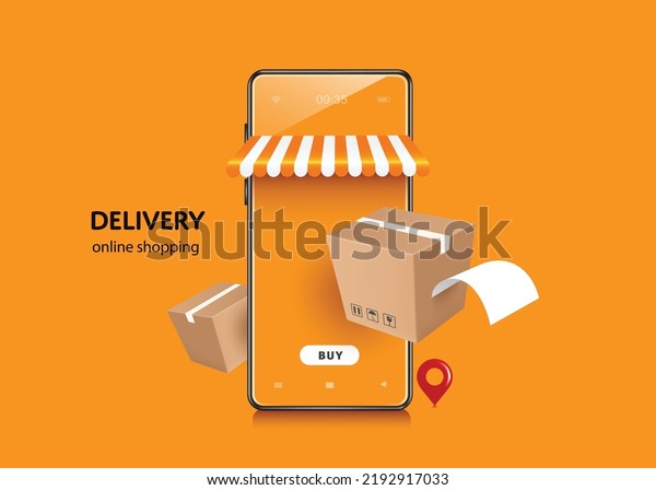 Brown Parcel Box Receipt Paper Flowing Stock Vector (Royalty Free ...