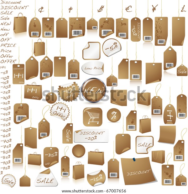 Brown Price Tag Set Isolated On Stock Vector (Royalty Free) 67007656 ...
