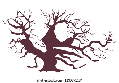 Brown Silhouette Big Tree Vector Illustration Stock Vector (Royalty ...