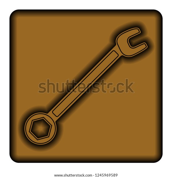 Brown Square Icon Symbol Spanner On Stock Vector (Royalty Free ...