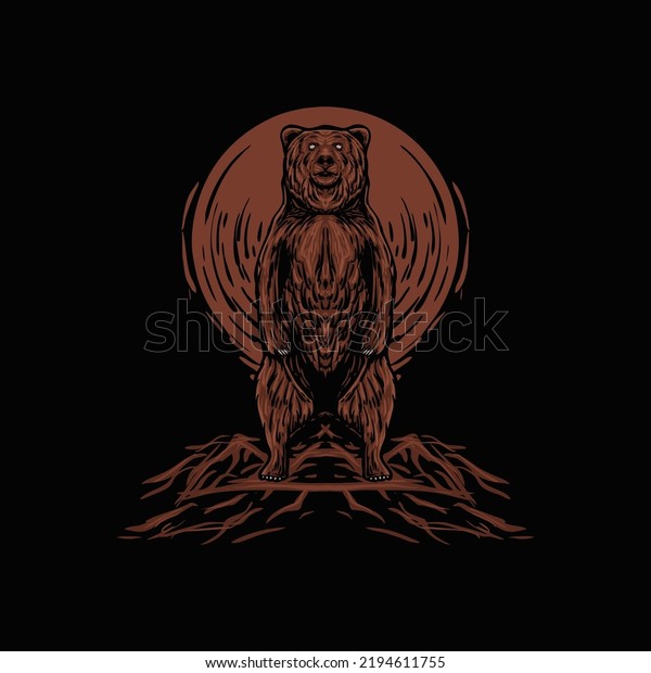 Brown Standing Bear Illustration Design Stock Vector (Royalty Free) 2194611755 | Shutterstock