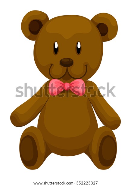 Brown Teddy Bear Red Ribbon Illustration Stock Vector (Royalty Free ...