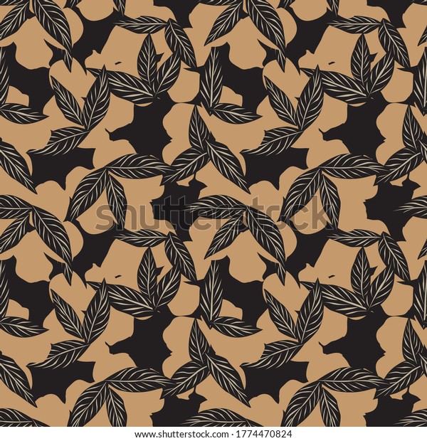 Brown Tropical Leaf Botanical Seamless Pattern Stock Vector (Royalty ...