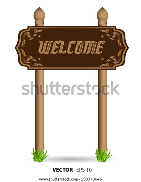 Brown Welcome Sign Isolated On White Stock Vector (Royalty Free ...