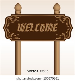 Brown Welcome Sign On Gradient Background Stock Vector (Royalty Free ...