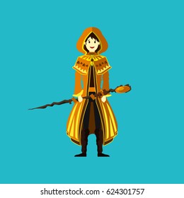 Blue Wizard Staff Character Design Vector: เวกเตอร์สต็อก (ปลอดค่า ...