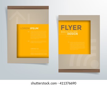 Brown Yellow Brochure Template Vector Background Stock Vector (Royalty ...