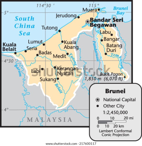 Brunei Country Map Stock Vector (Royalty Free) 217600117